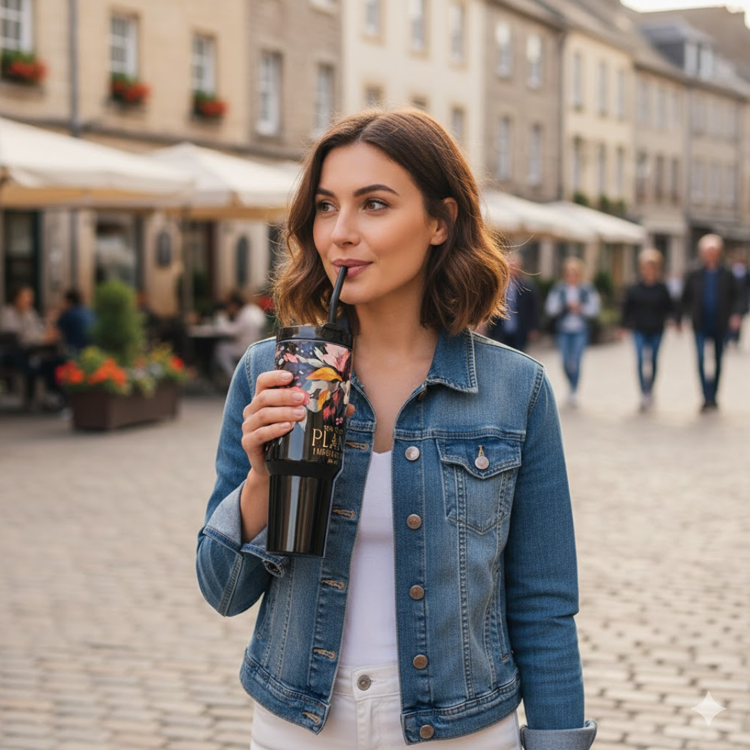 Black Stainless Steel Travel Mug With Handle And Straw - Jeremiah 29:11 ...